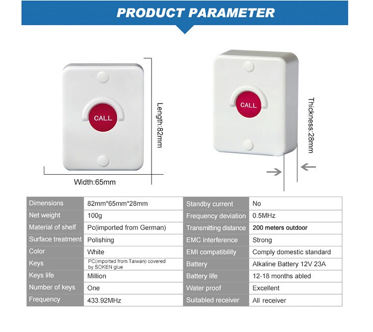Wireless caregiver buzzer system emergencey nurse call button system ...