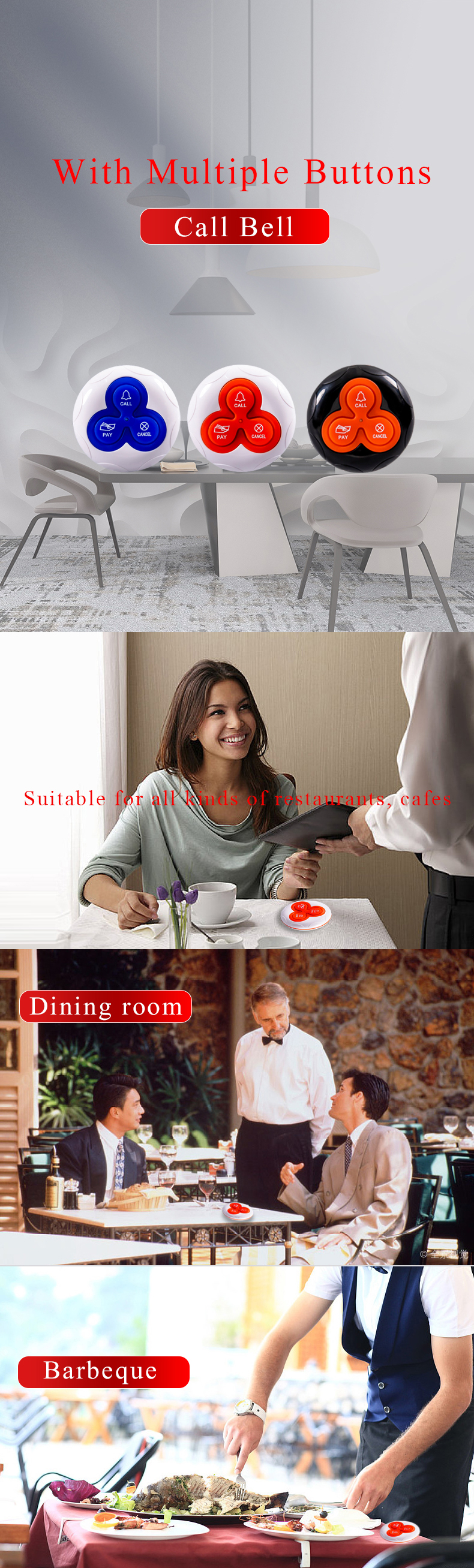 Wireless restaurant table buzzer system call button buzzer for ...