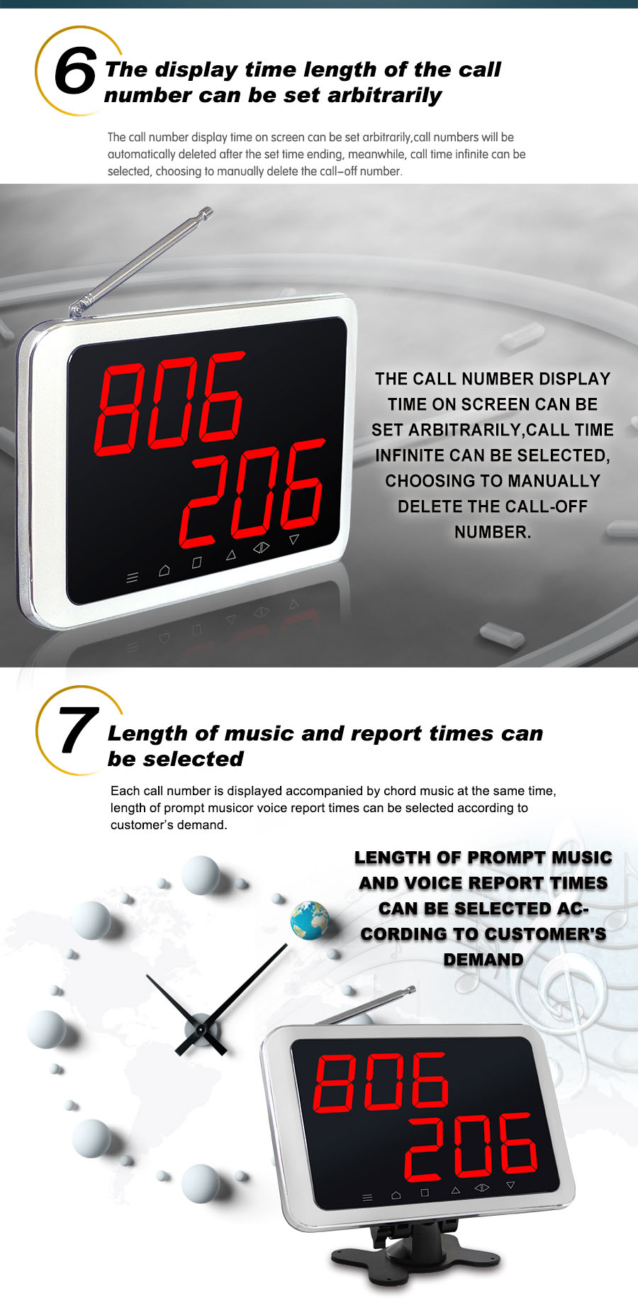 Wireless calling system digital number display receiver with 2 called number in 3 digits - Buy ...