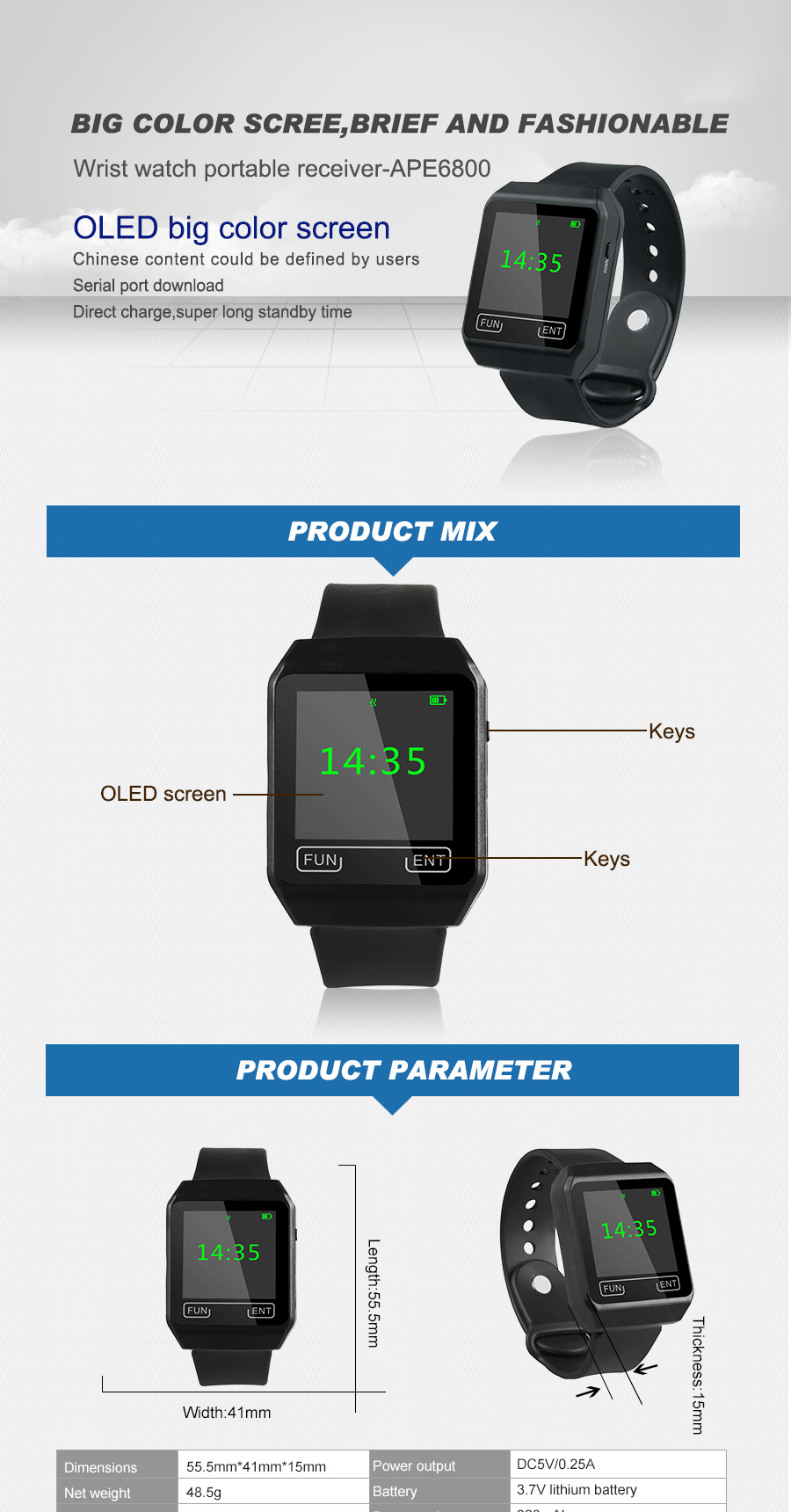 Waterproof watch beep wrist watch pager system wristband pager watch ...